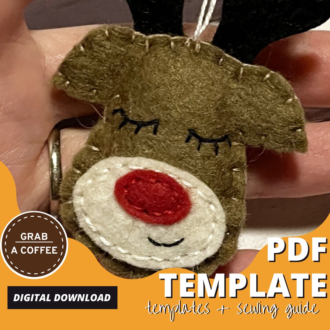 Felt Reindeer Head Ornament Template, Digital Download, PDF Pattern ...