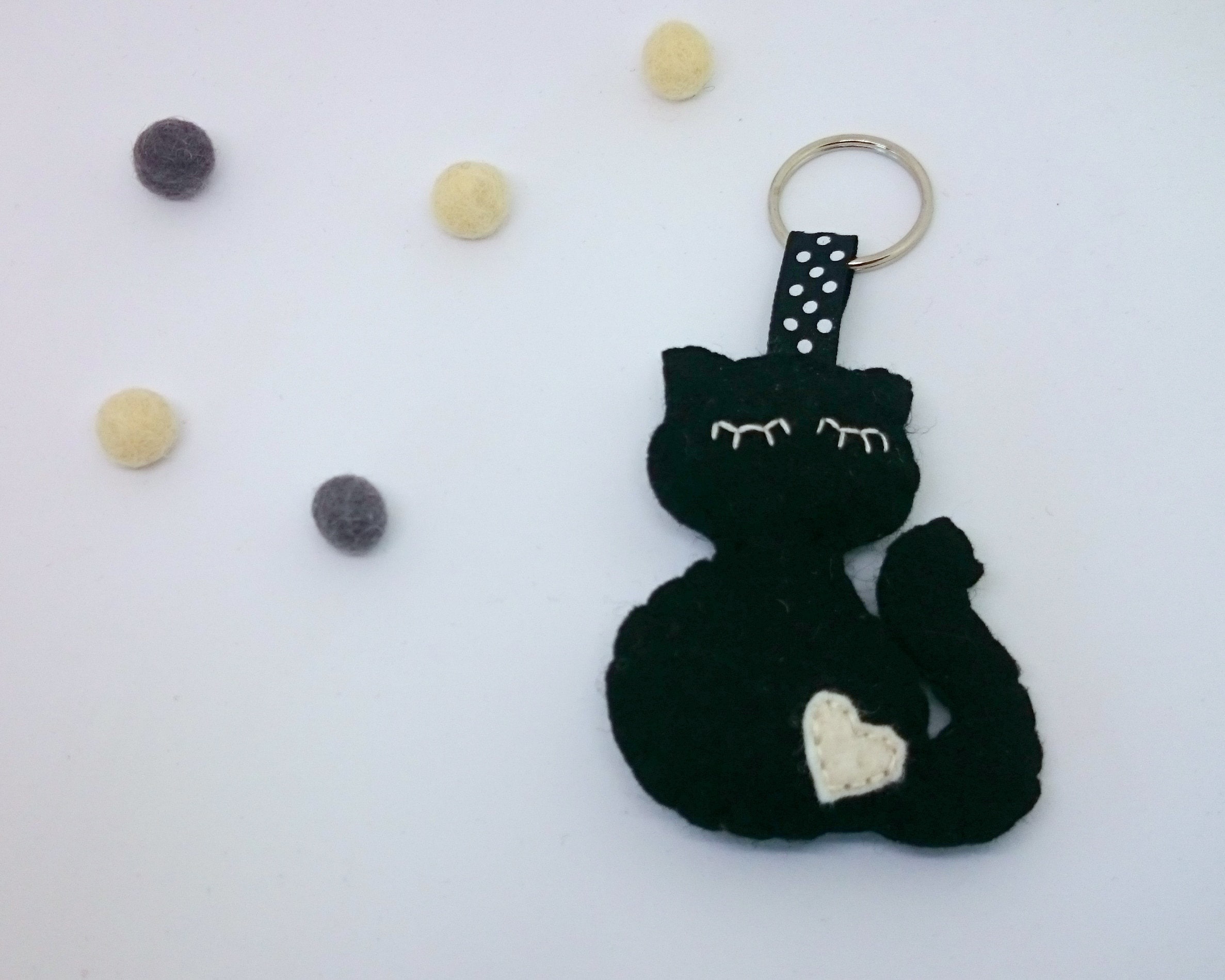 Felt Cat Keychain Black Cat Felt Accessories Baby Shower - Etsy Canada