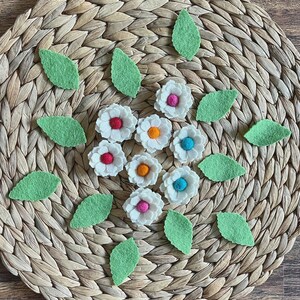 Spring Flower Pack, Rainbow Felt Loose Flowers With Green Leaves - Etsy