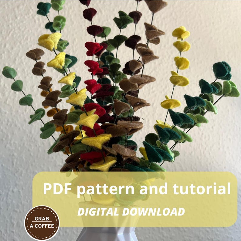 DIY Felt Eucalyptus Stem Tutorial - Step-by-step PDF Pattern for ...