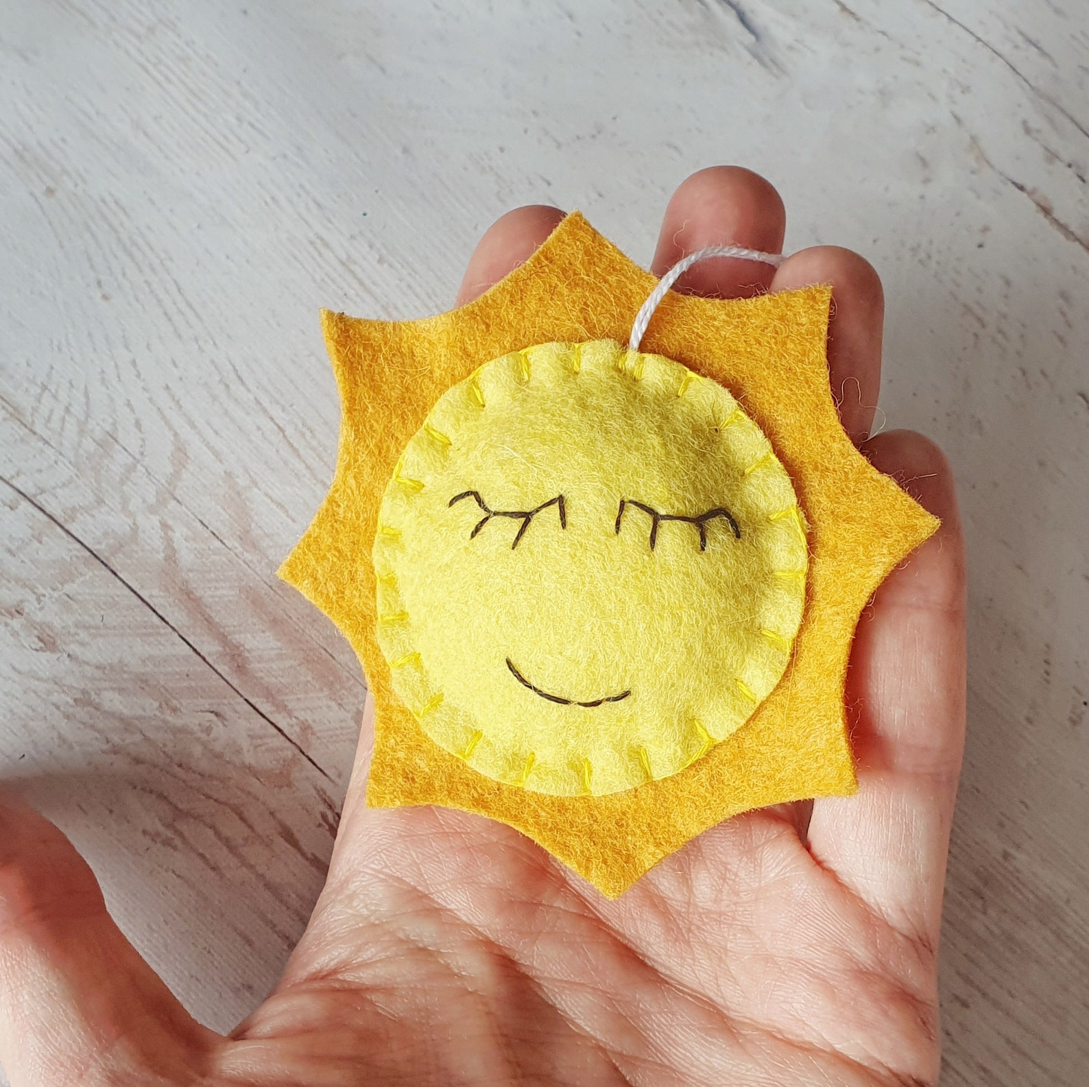 Felt Sun Ornament: Smiling Weather Decor, Baby Room Accessory - Etsy