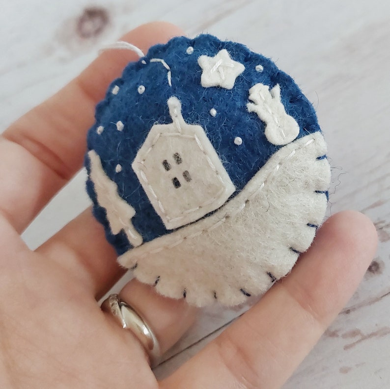 Tiny Houses Felt Ornament SET OF 6, Blue and White Home Decoration ...