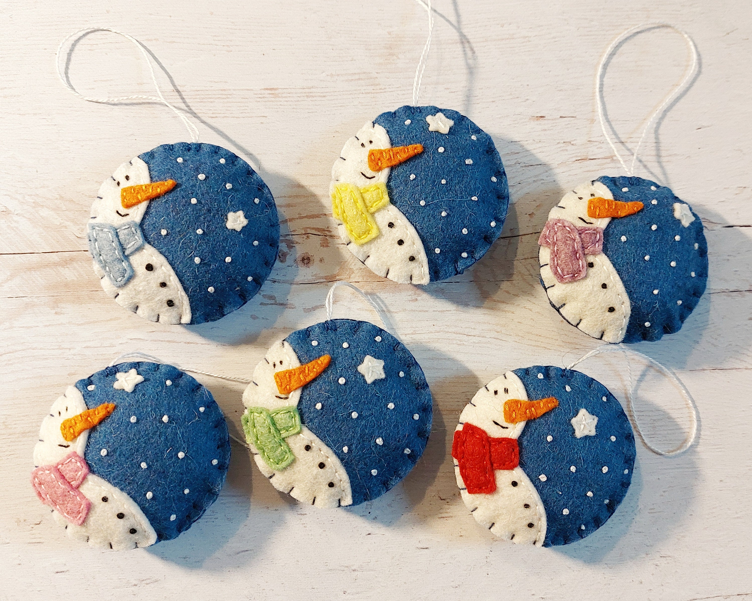Snowman Felt Ornament, Winter Decor, Blue and White Home Decoration - Etsy