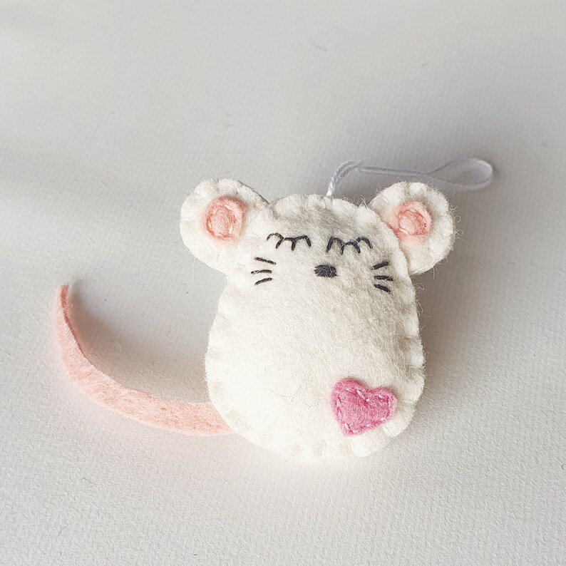 Felt Mouse Ornament White Mouse Decor Mice Decoration | Etsy