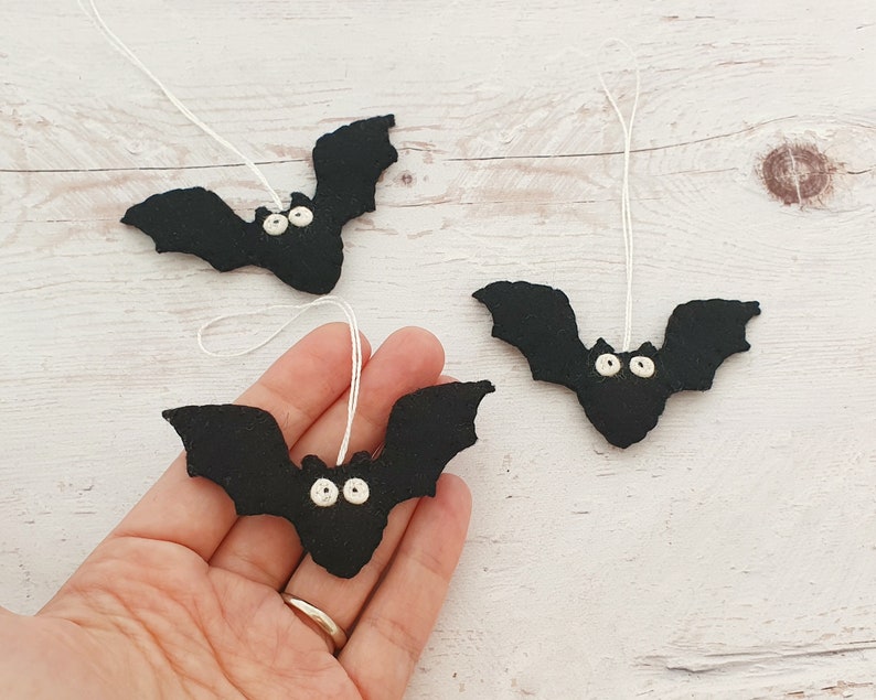 Mini BAT Ornament SET OF 5 - Halloween Decor - Handmande Felt Ornaments ...