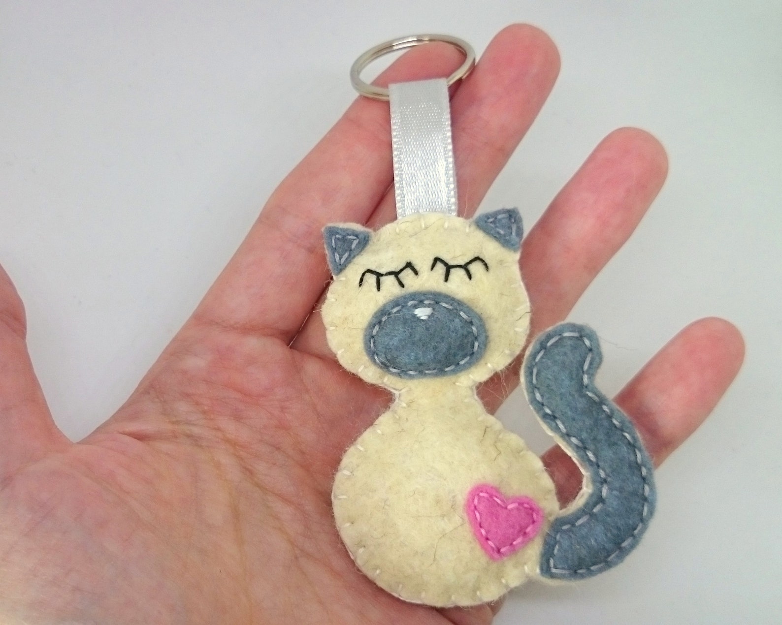Felt Siamese Cat Keychain Siamese Kitty Keyholder | Etsy