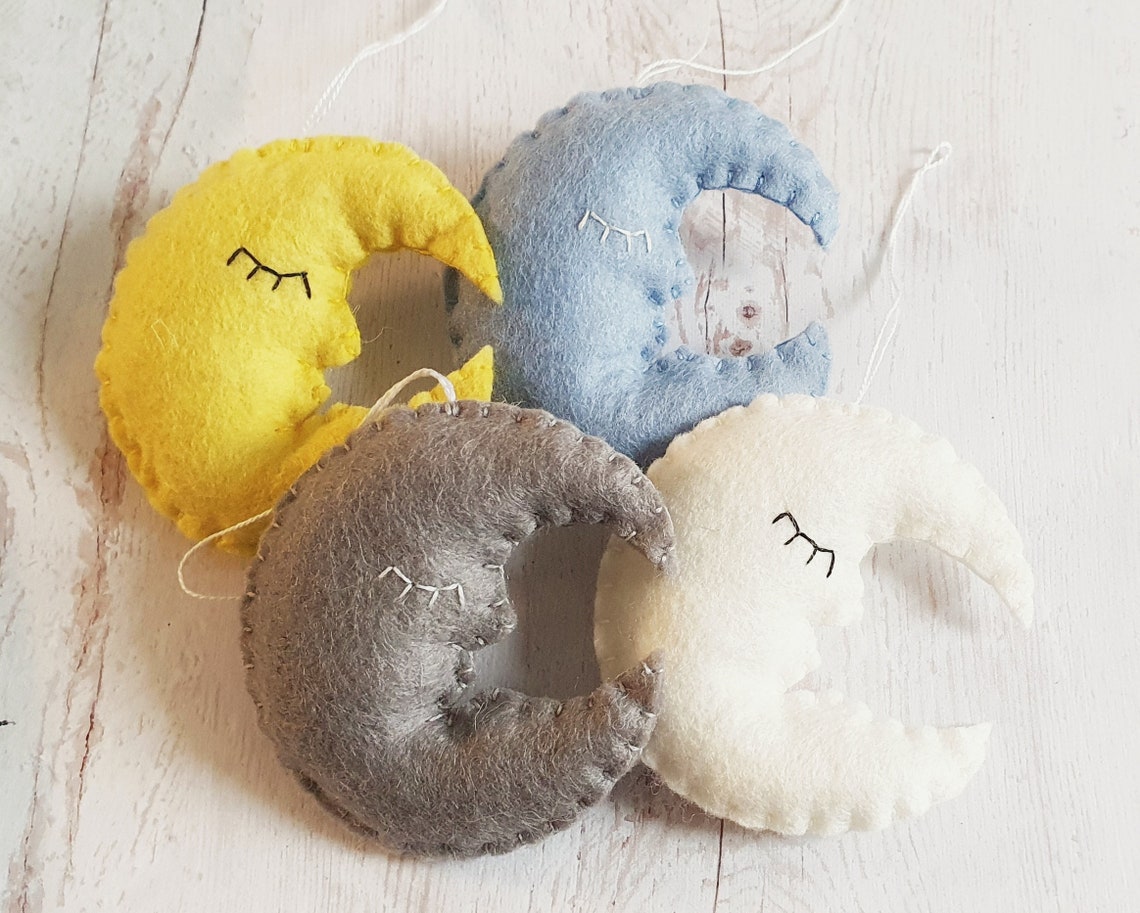 Felt Moon Ornament Home Decoration for Kids Room Housewarming - Etsy