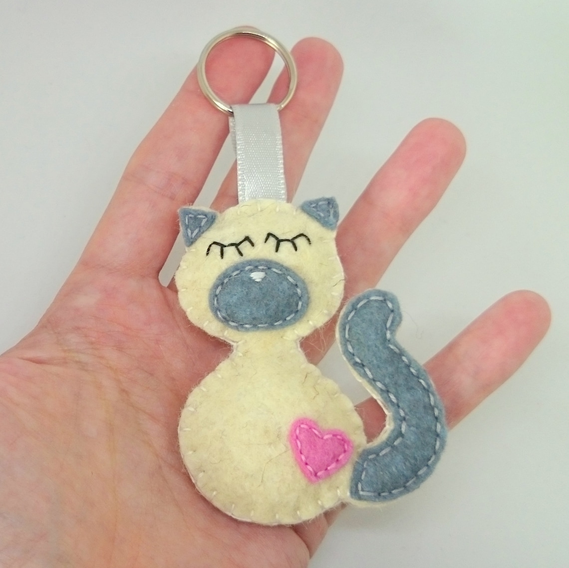 Felt Siamese Cat Keychain Siamese Kitty Keyholder | Etsy