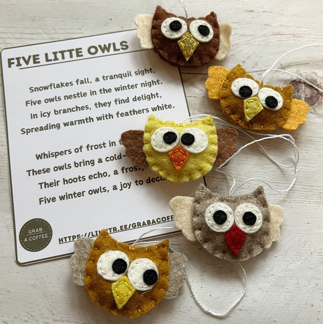 Owl Variety Pack - Set of 5 Felt Owls With a Poem Card - Pocket Hugs - Etsy