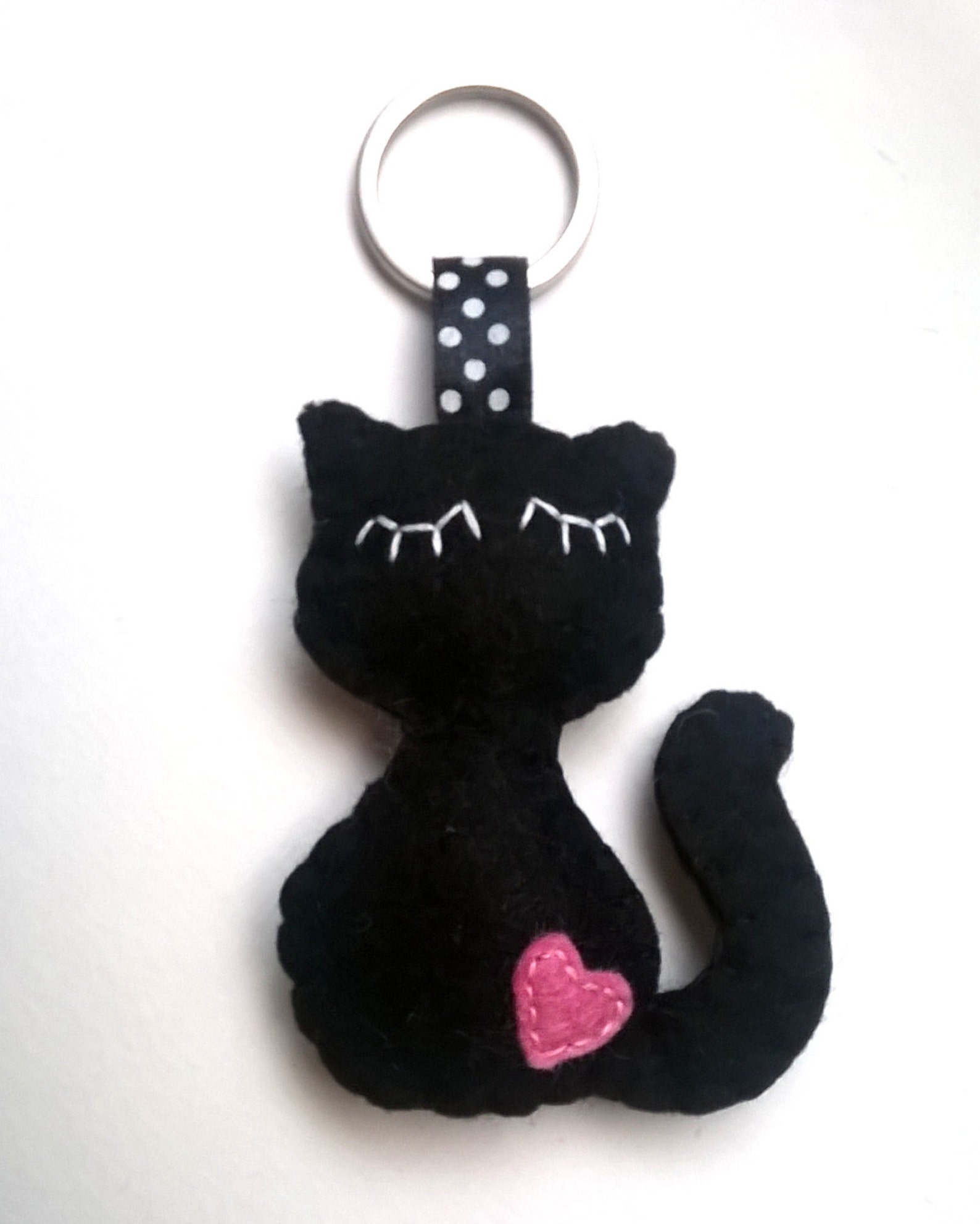 Felt cat keychain black cat felt accessories Baby shower | Etsy
