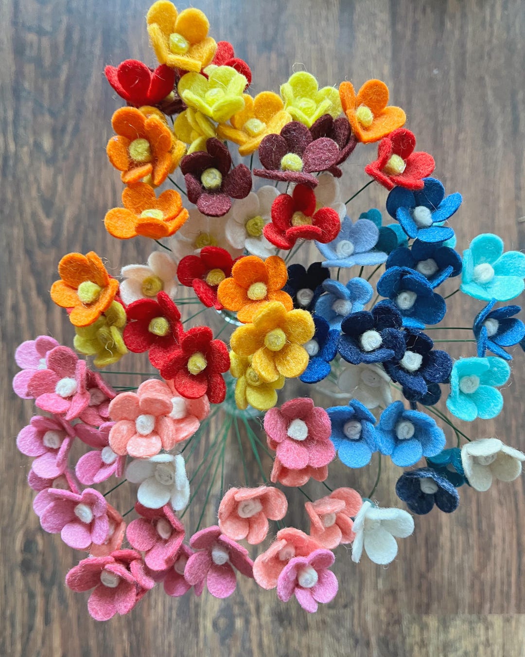 Felt Flowers - Minimalist Filler Stems - Set of 7-15-30 - Choose Your ...