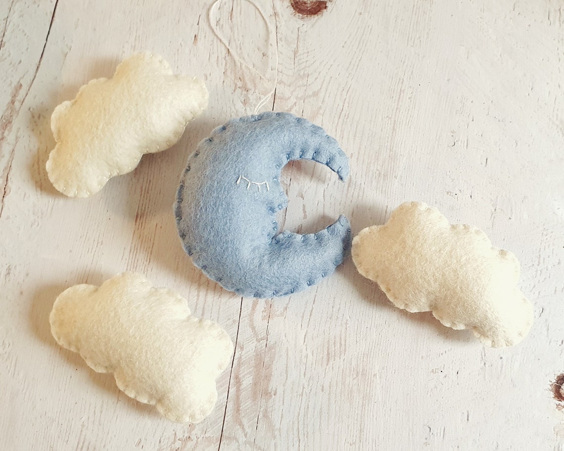 Felt moon ornament home decoration for kids room Housewarming | Etsy