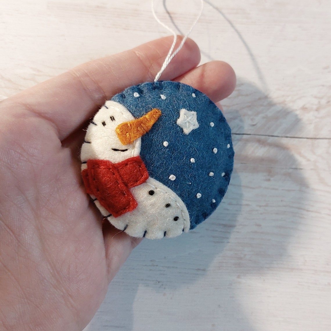 Snowmen Felt Ornament SET OF 6 Blue and White Home Decoration - Etsy