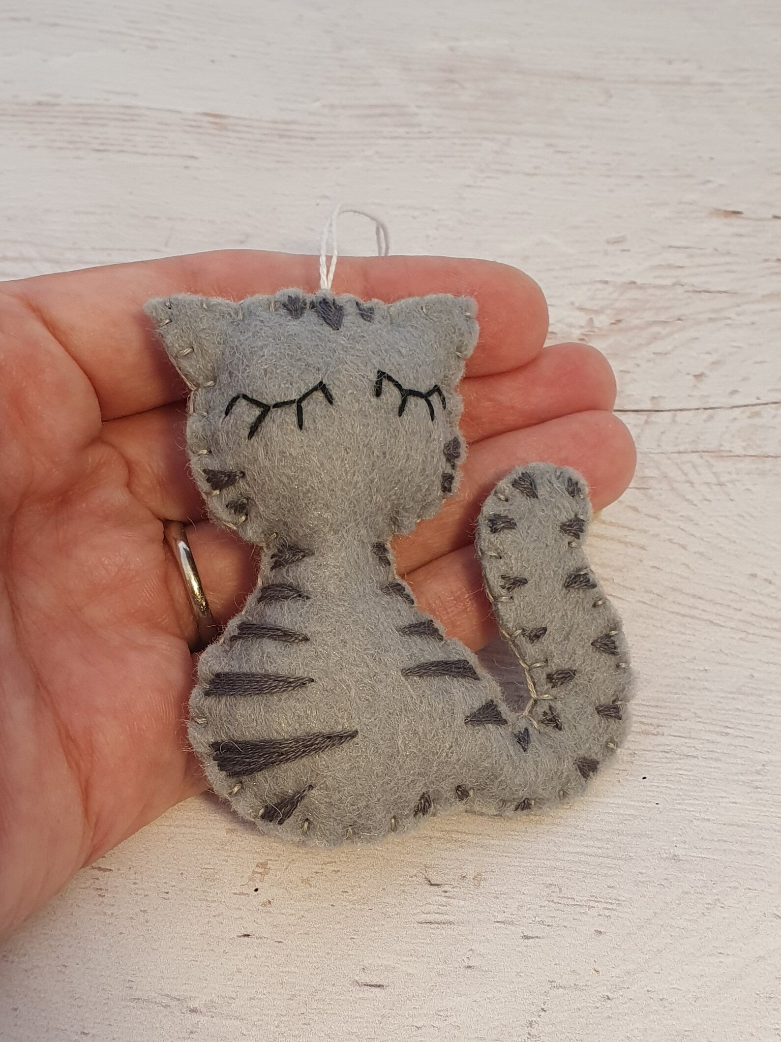 Felt Tabby Cat Ornament Wool Blend Felt Home Decoration - Etsy