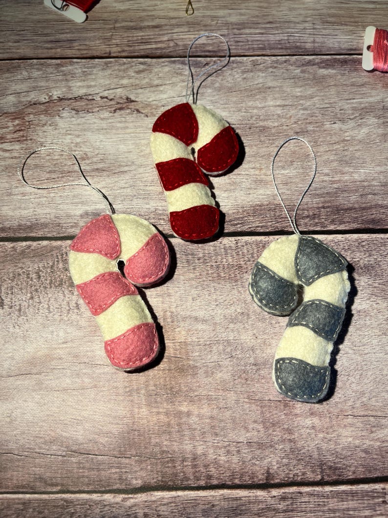 Felt Candy Cane Ornament PDF Pattern: Easy DIY Christmas Sewing Project ...