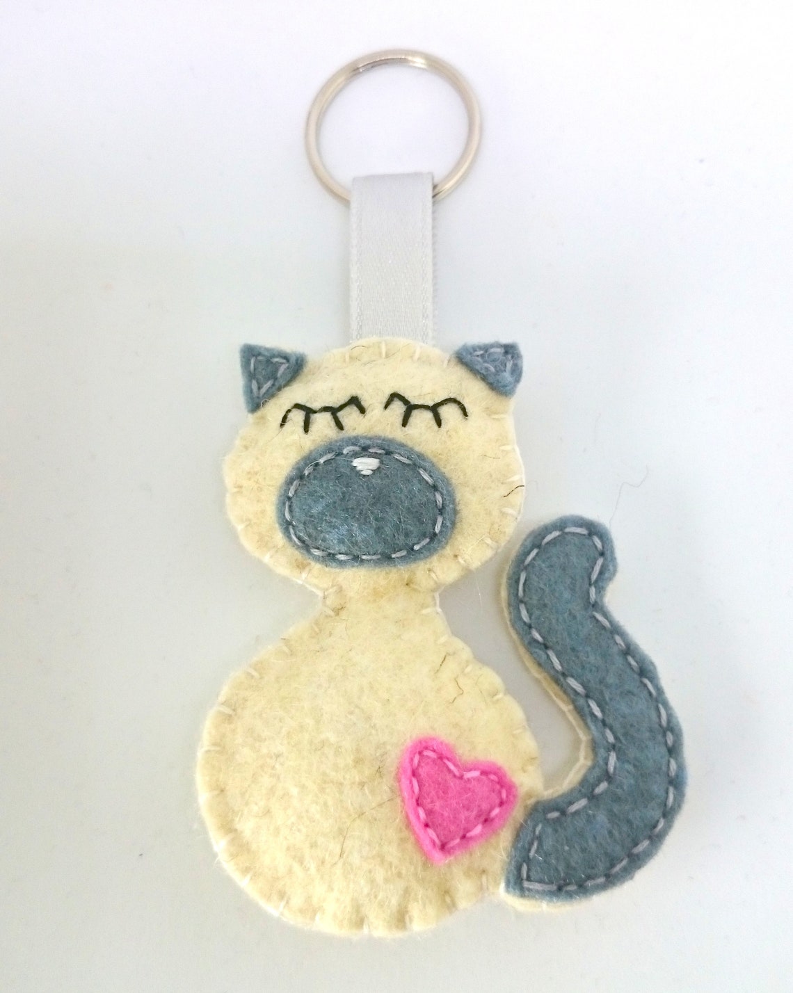 Felt Siamese Cat Keychain Siamese Kitty Keyholder | Etsy