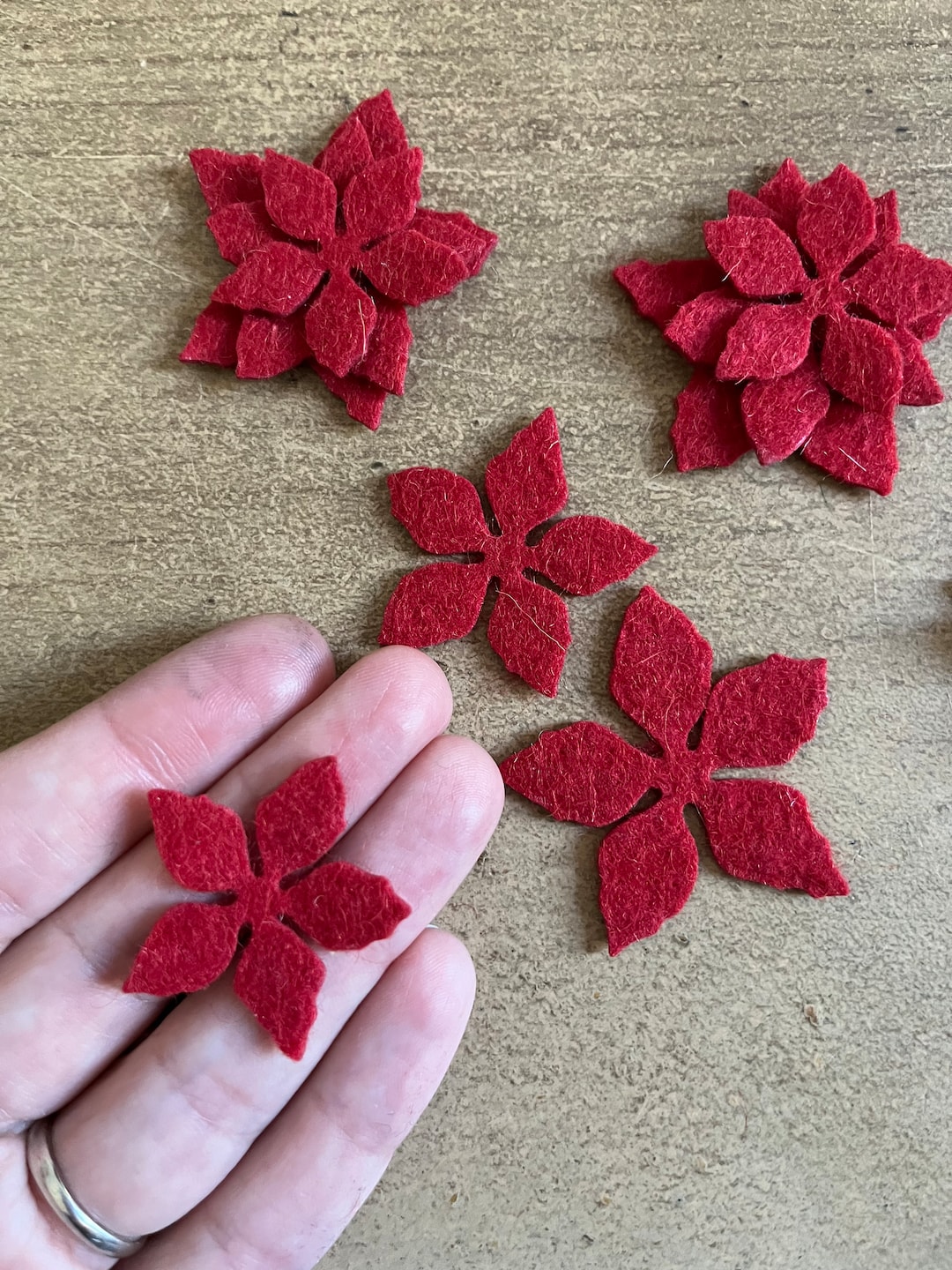 Felt Poinsettia Flower Cut Parts, Felt Flowers DIY, Wool Craft ...