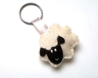 Felt sheep keychain black sheep lamb felt accessories