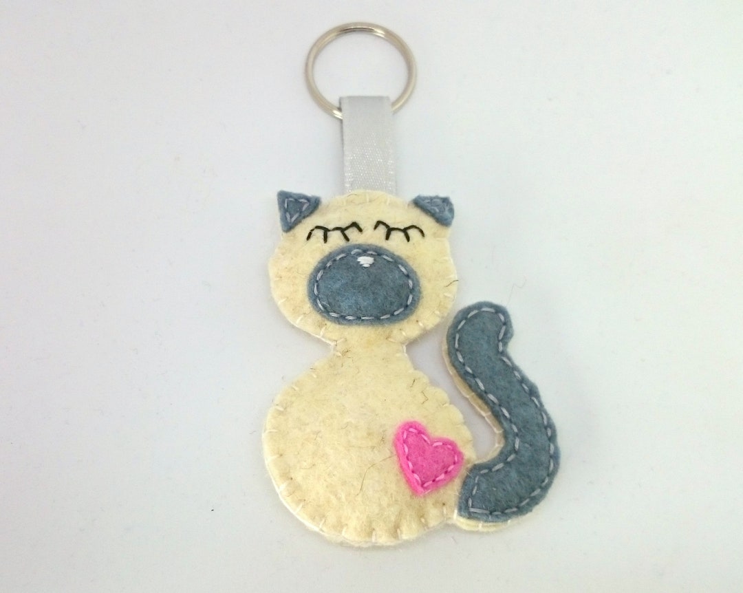 Felt Siamese Cat Keychain, Siamese Kitty Keyholder - Etsy