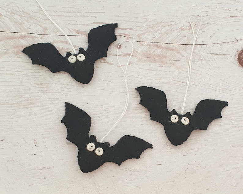 Mini BAT Ornament SET OF 5 - Halloween Decor - Handmande Felt Ornaments ...