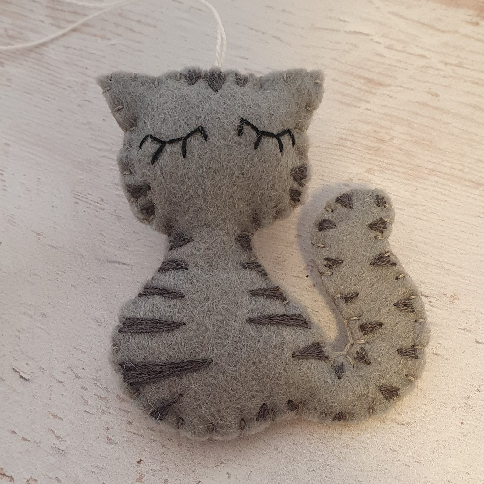 Felt tabby cat ornament wool blend felt home decoration | Etsy