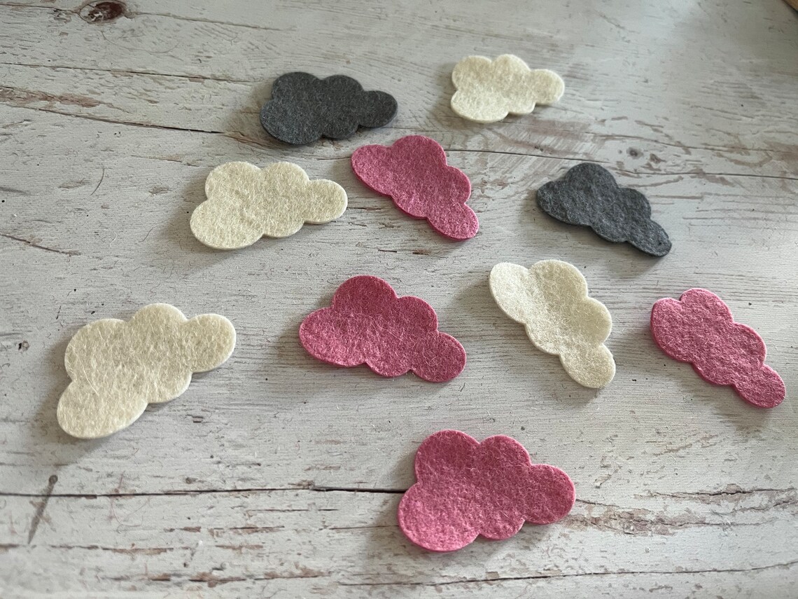 Felt Clouds Die-cut Pack, Felt Shape Mix, Wool Craft Embellishments - Etsy