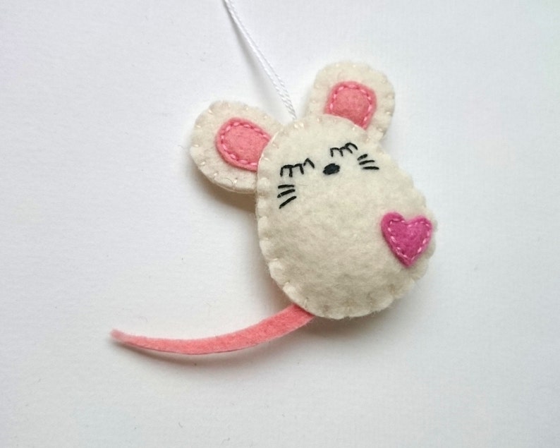 Felt Mouse Ornament White Mouse Decor Mice Decoration | Etsy