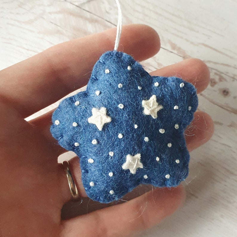 Felt Star Ornament Set of 2, Blue Christmas Decoration, Felt Stars - Etsy