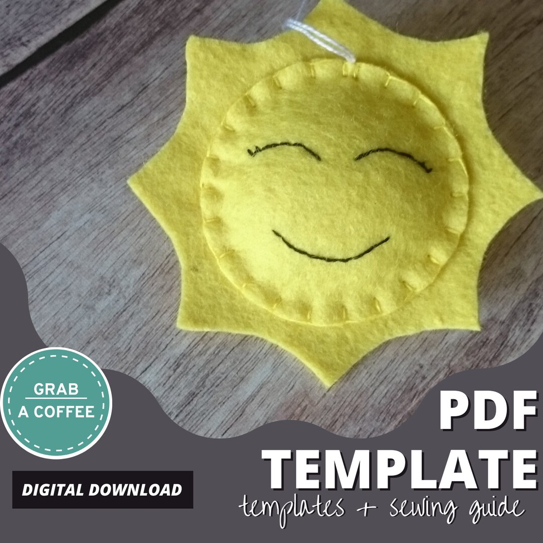 Felt SUN Ornament Template, Digital Download, PDF Pattern, Sewing Guide ...