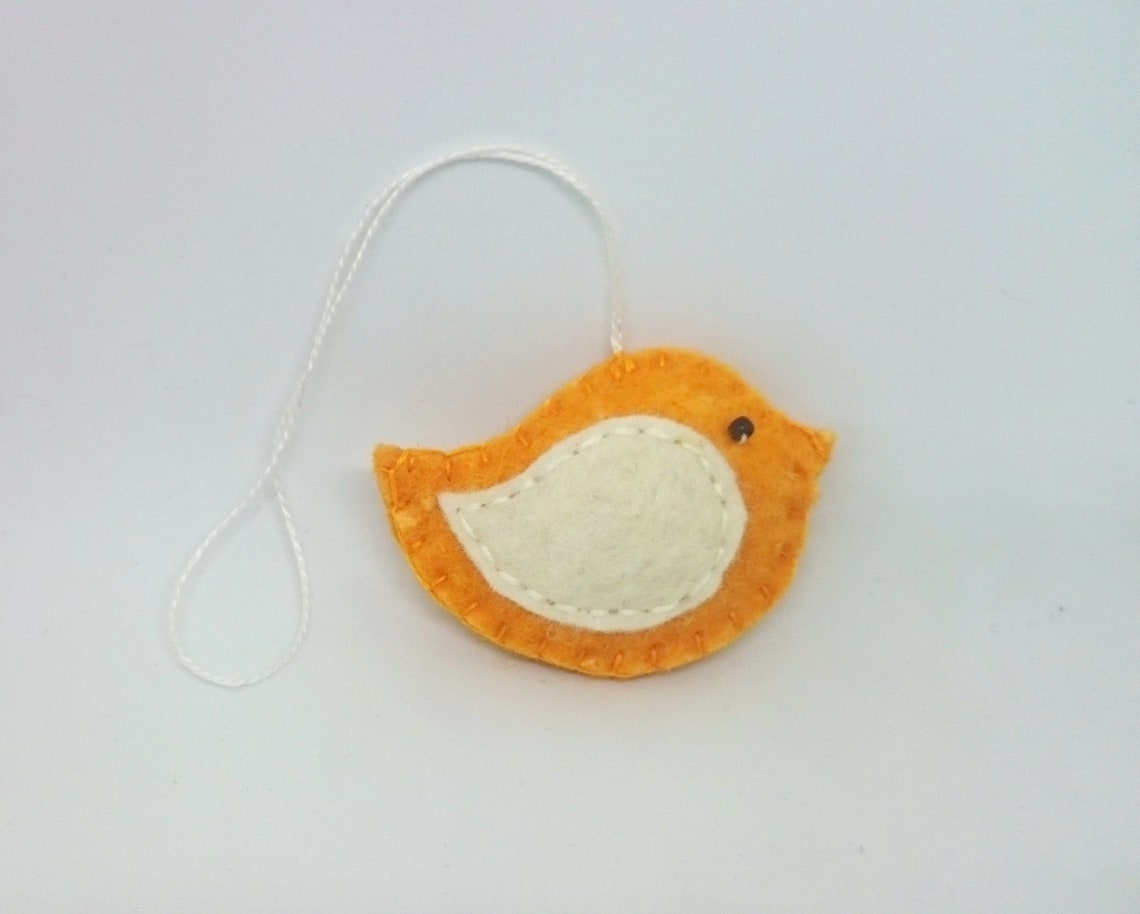 Little Felt Bird Ornament Set of 2, Tiny Hanging Decoration - Etsy