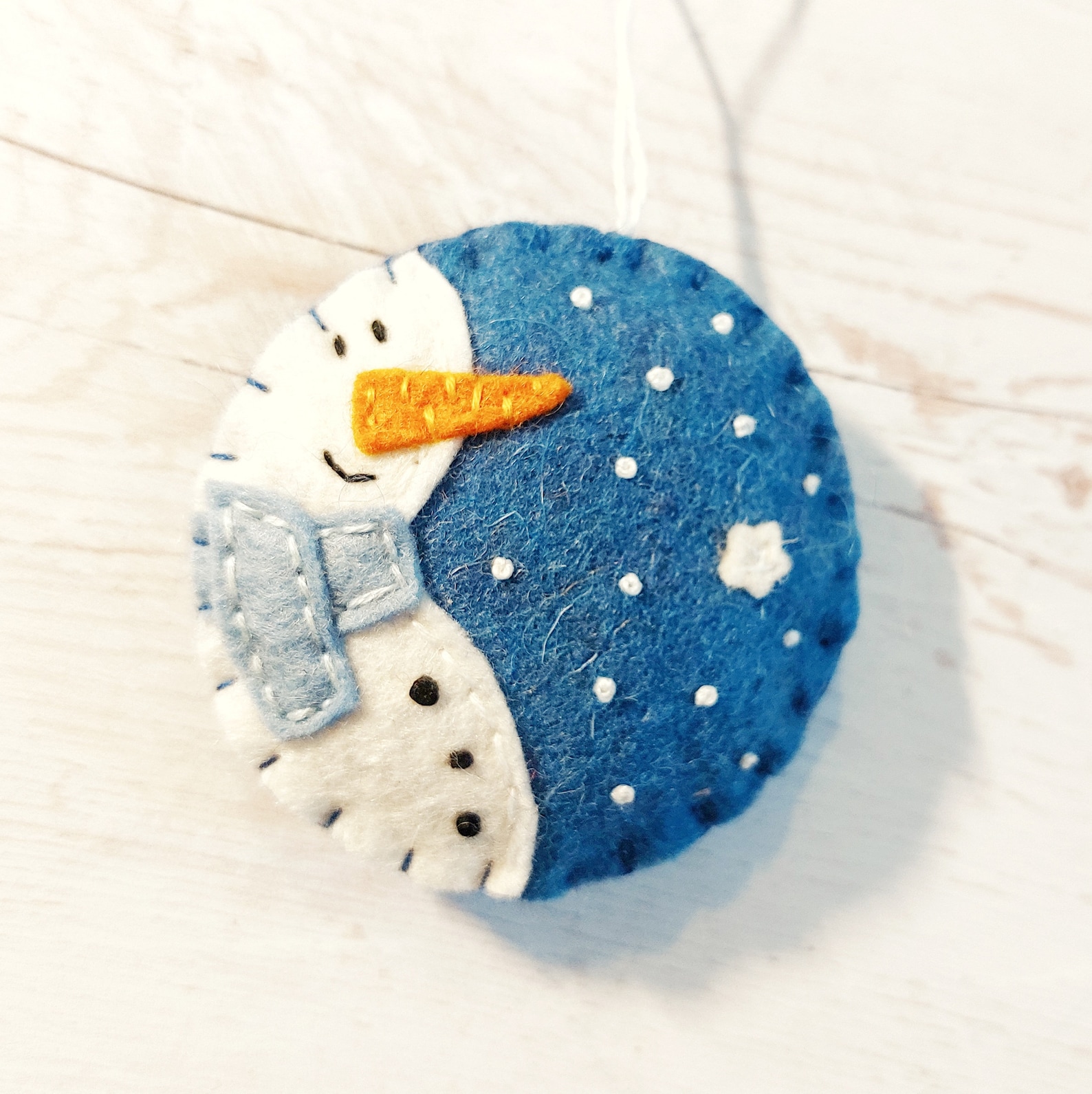 Snowmen Felt Ornament SET OF 6 Blue and White Home Decoration - Etsy