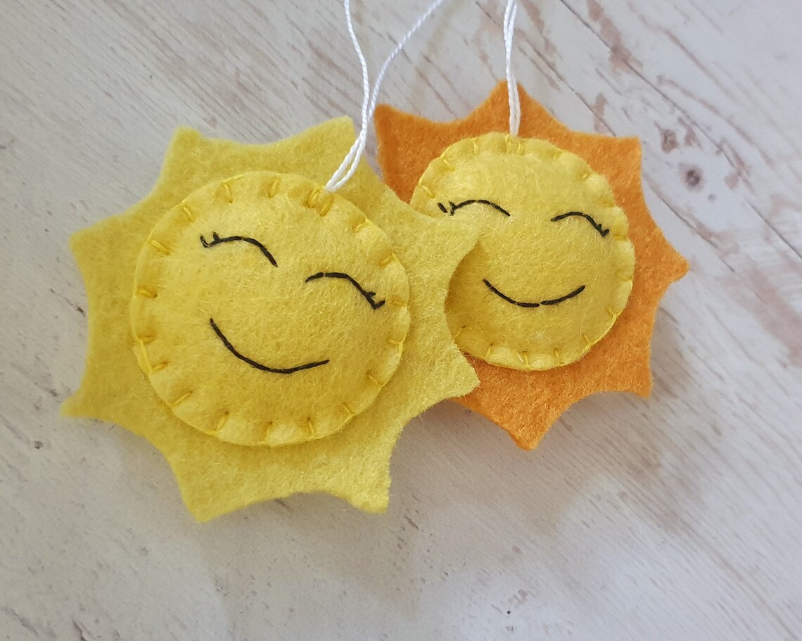 Mini Sun Ornament, Wool Felt Sun Home Decoration - Etsy