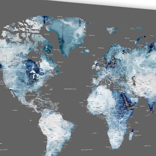 Push Pin World Map With Key - Etsy