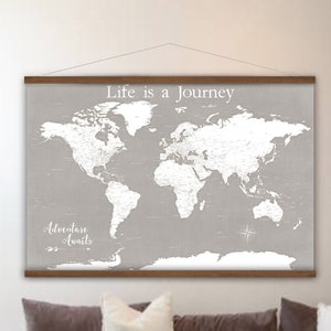 Life is a Journey, Detailed Travel World Map Canvas, Office Wall Art ...
