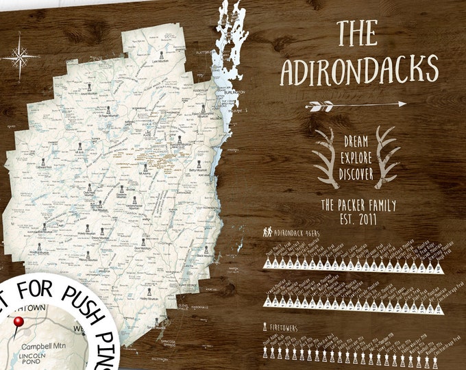 Conquering the 46 ADK 46ers Print Adirondacks, NY Mountain Graphic High ...