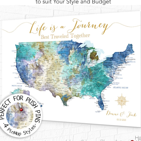 Large United States Map Poster - Etsy