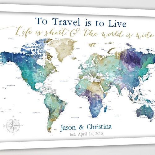 Cotton Push Pin Map Personalized Travel Map World Map - Etsy
