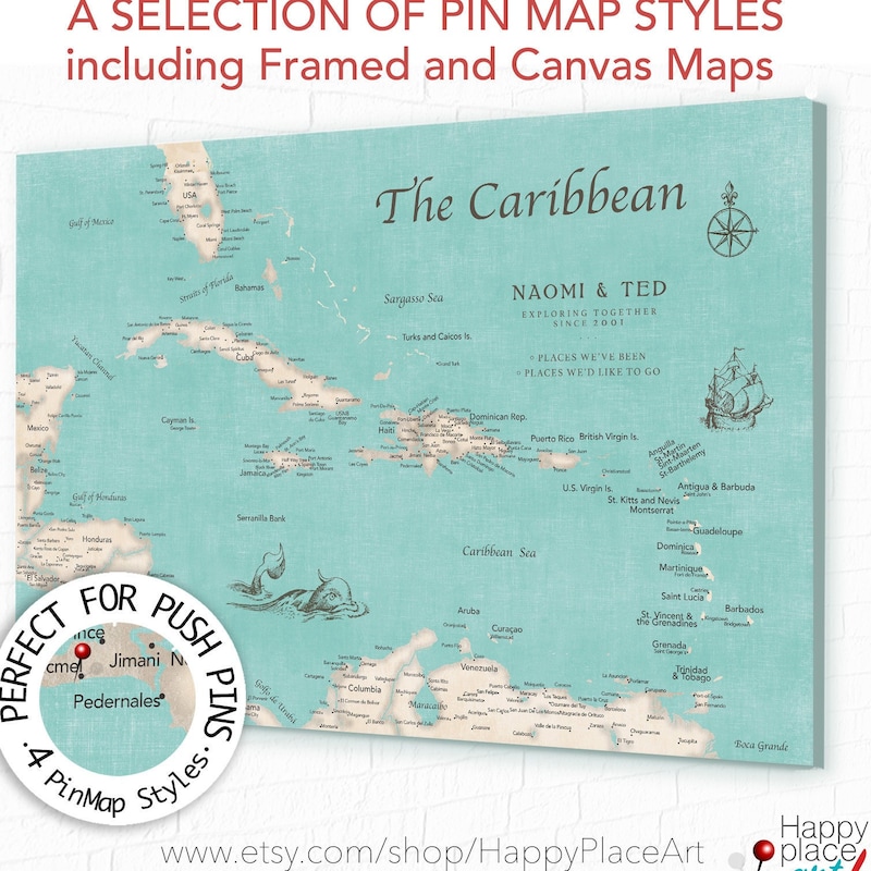 Push Pin Island Map - Etsy