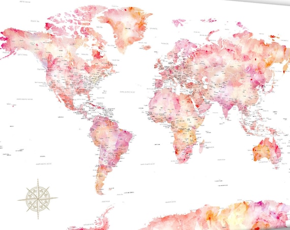 PUSHPIN-WORLD MAP & Gift - HappyPlaceArt