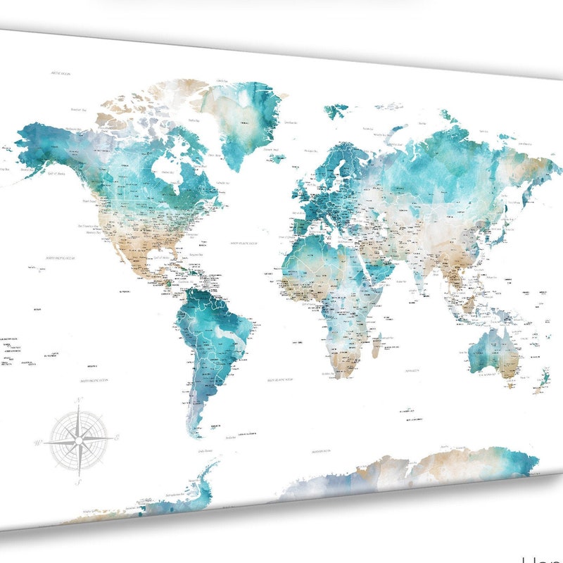 World Map Push Pin - Etsy