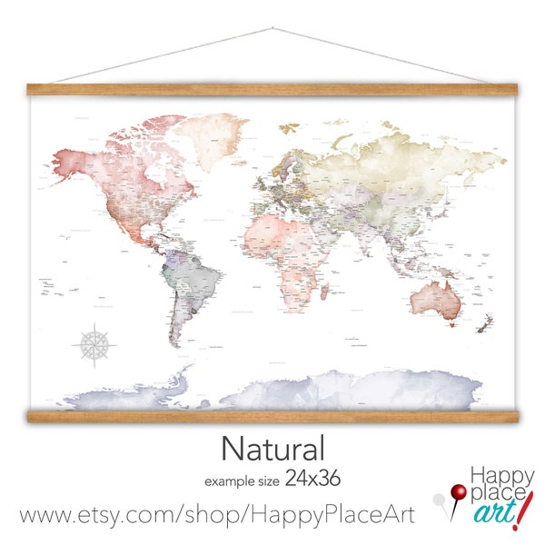 Linen World Map - Etsy
