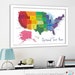 Bright rainbow color united states map US map canvas Family | Etsy
