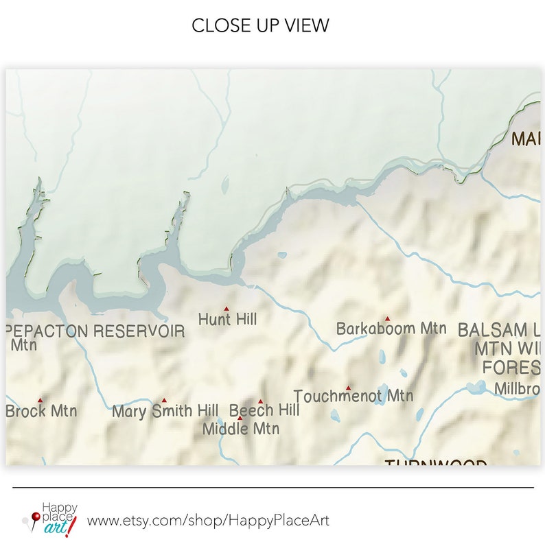 Catskill High Peaks Checklist Hikers Map Print Catskills - Etsy