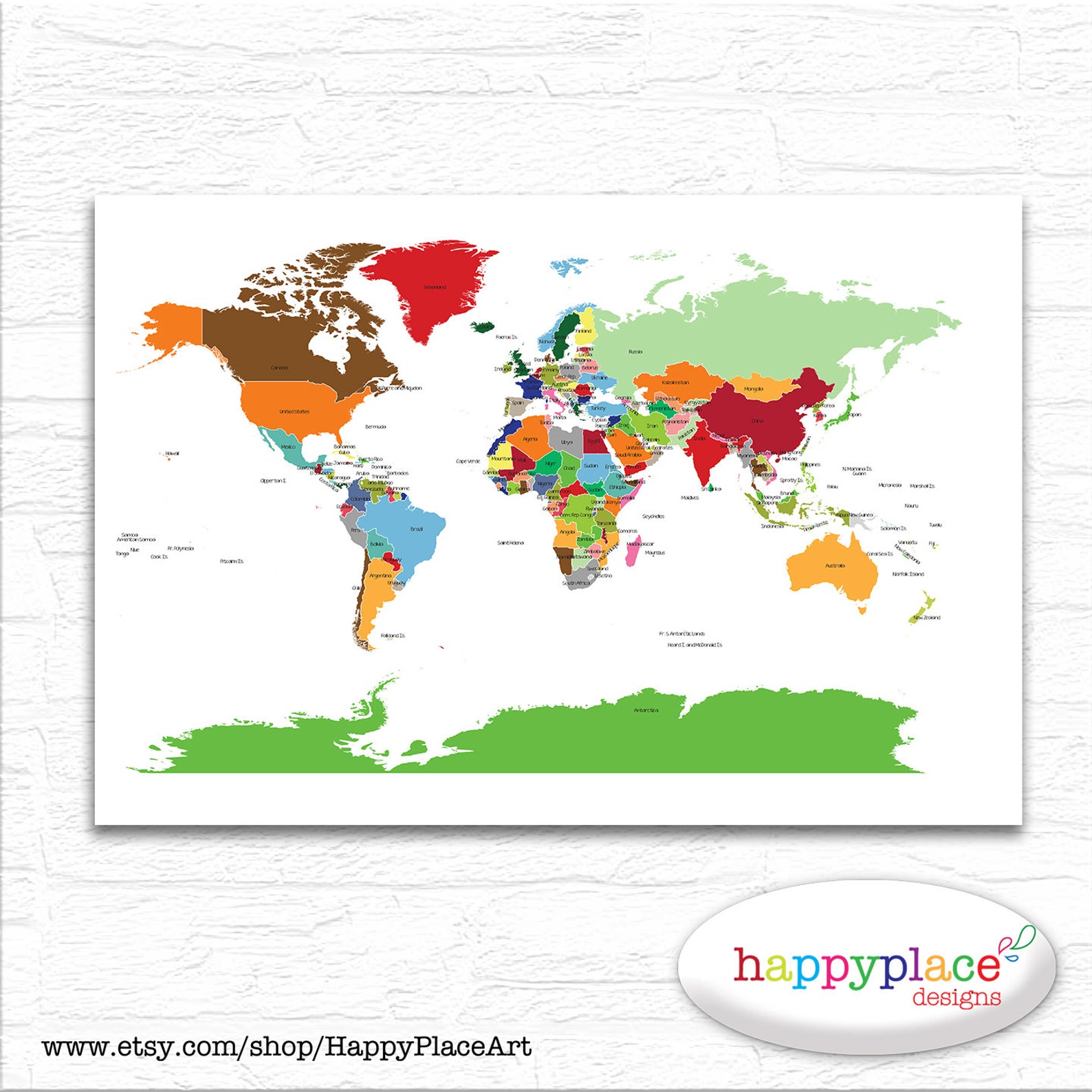 Bright Neutral Gender World Map Printable File in Large 20x30 - Etsy