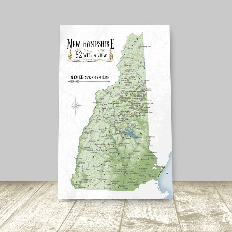 Push Pin Map New Hampshire State Parks and 52 With a View - Etsy