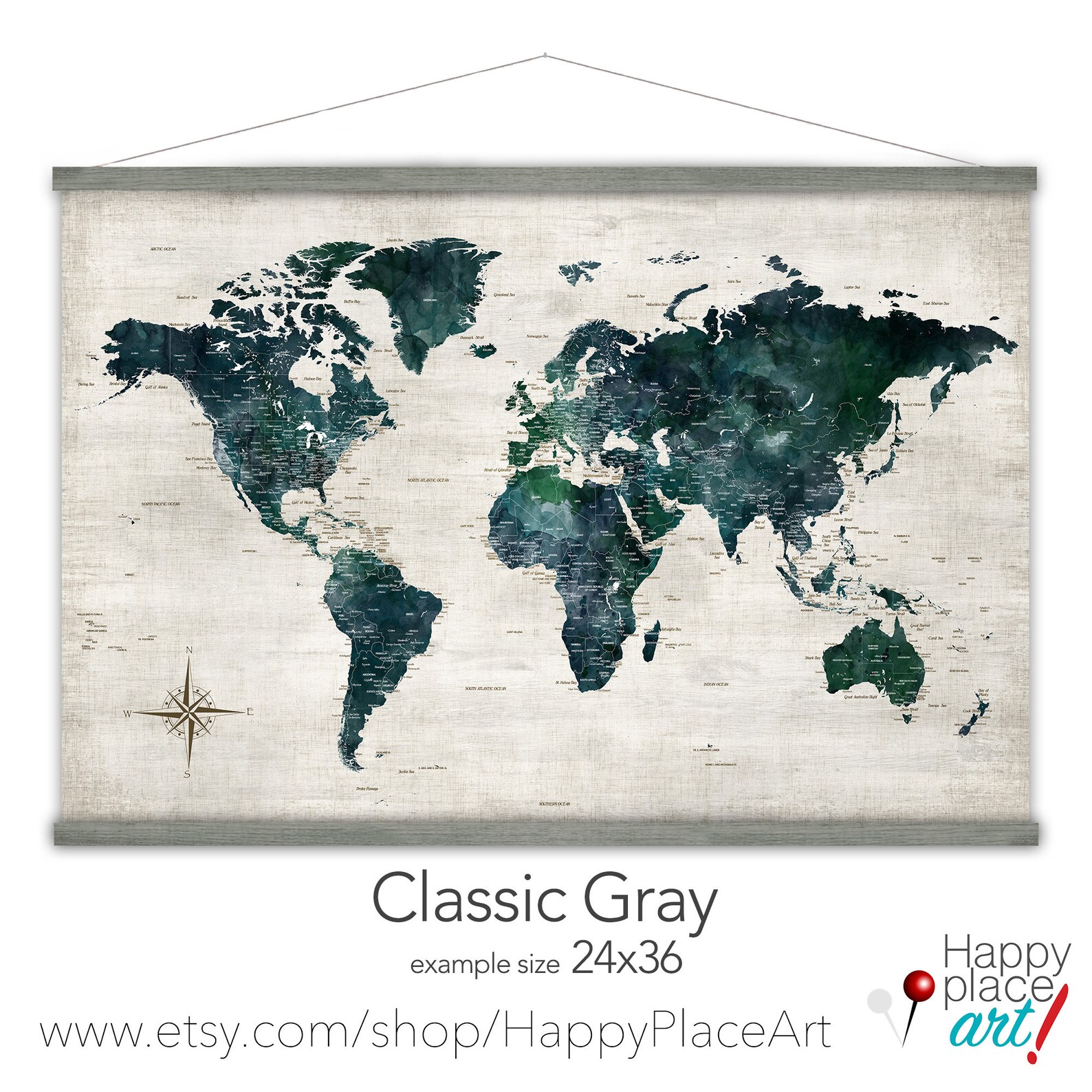 Large World Map with Cities Home Schooling Canvas Wall Map | Etsy