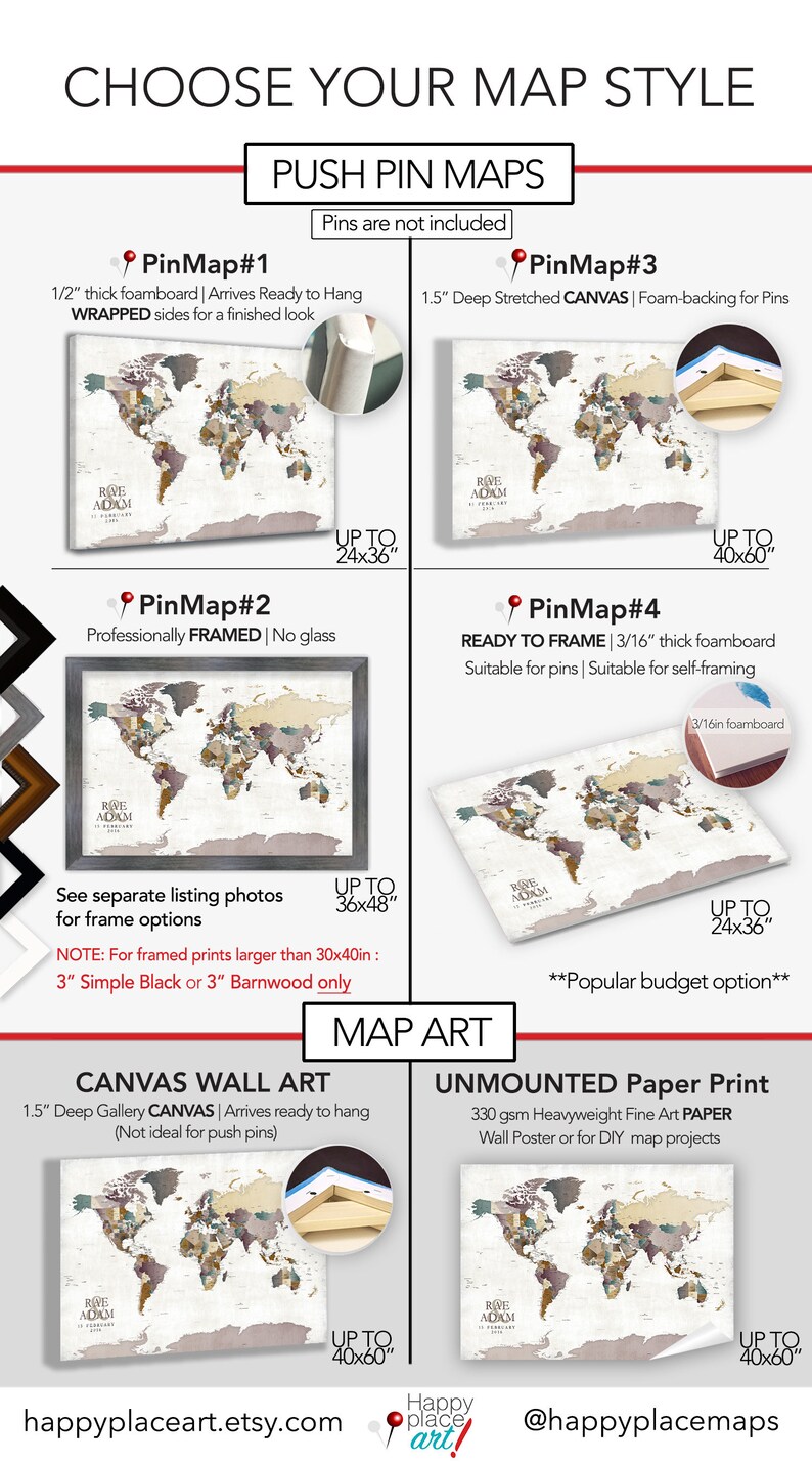 Neutral World Map With Cities Large Personalized Map of the | Etsy