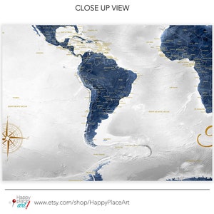 World Map With Romantic Quote, Personalized Anniversary, Push Pin ...