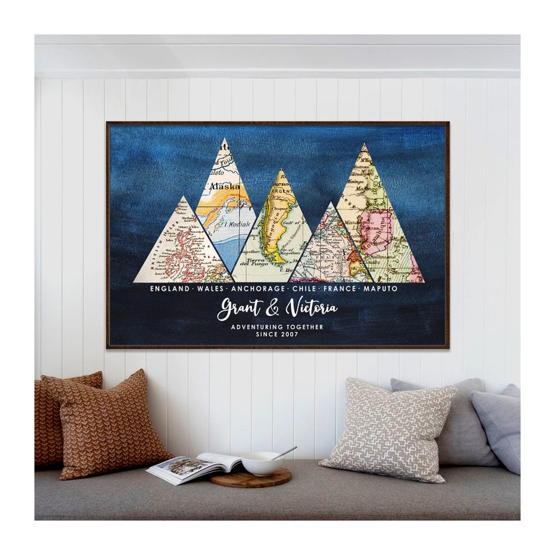 Customized Travel Map Print Gift up to 10 Locations | Etsy