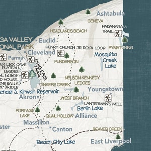 Ohio Adventure Map, State Parks, Forests & Hiking Trails, Gift for ...